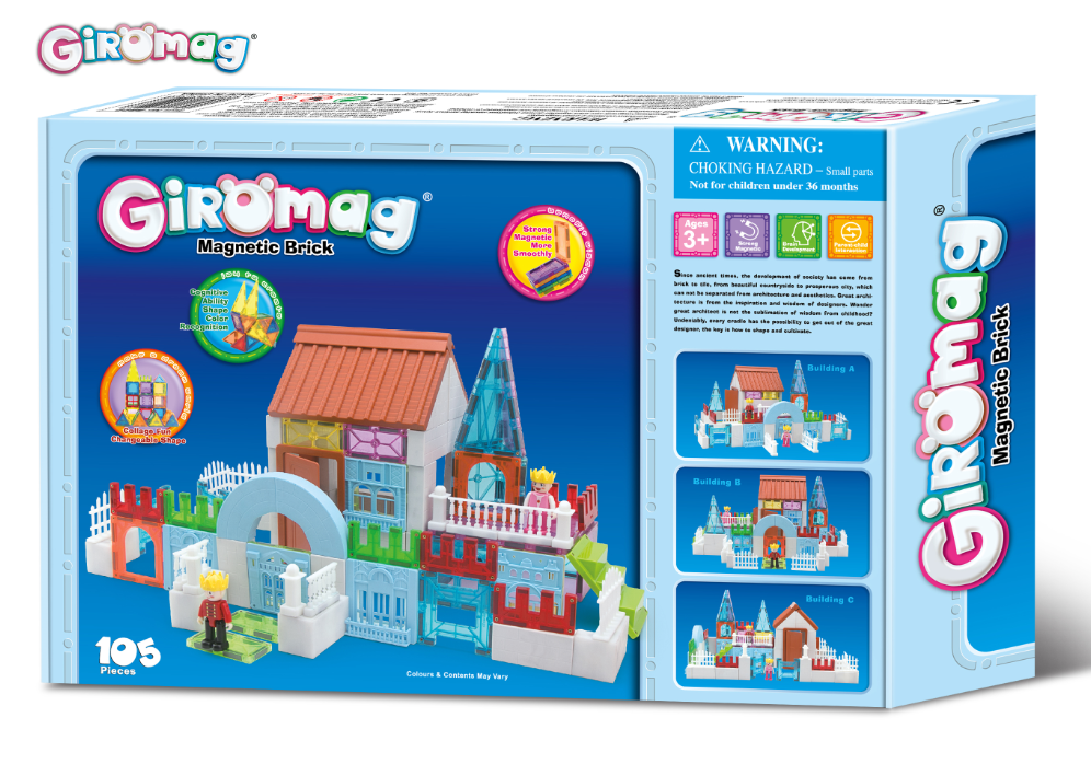 Giromag magnetic building bricks combined with magnet tiles preschool ...