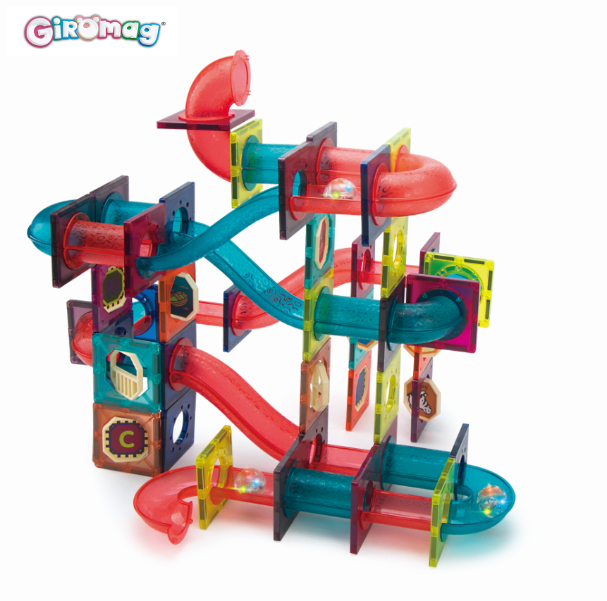 Magnetic Tiles Marble Run for Kids, 3D Pipes Magnets Building Blocks ...