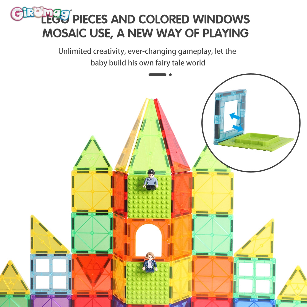 3D Magnetic Tiles and Stack Building Toys 132pcs Magnet Blocks Set with ...